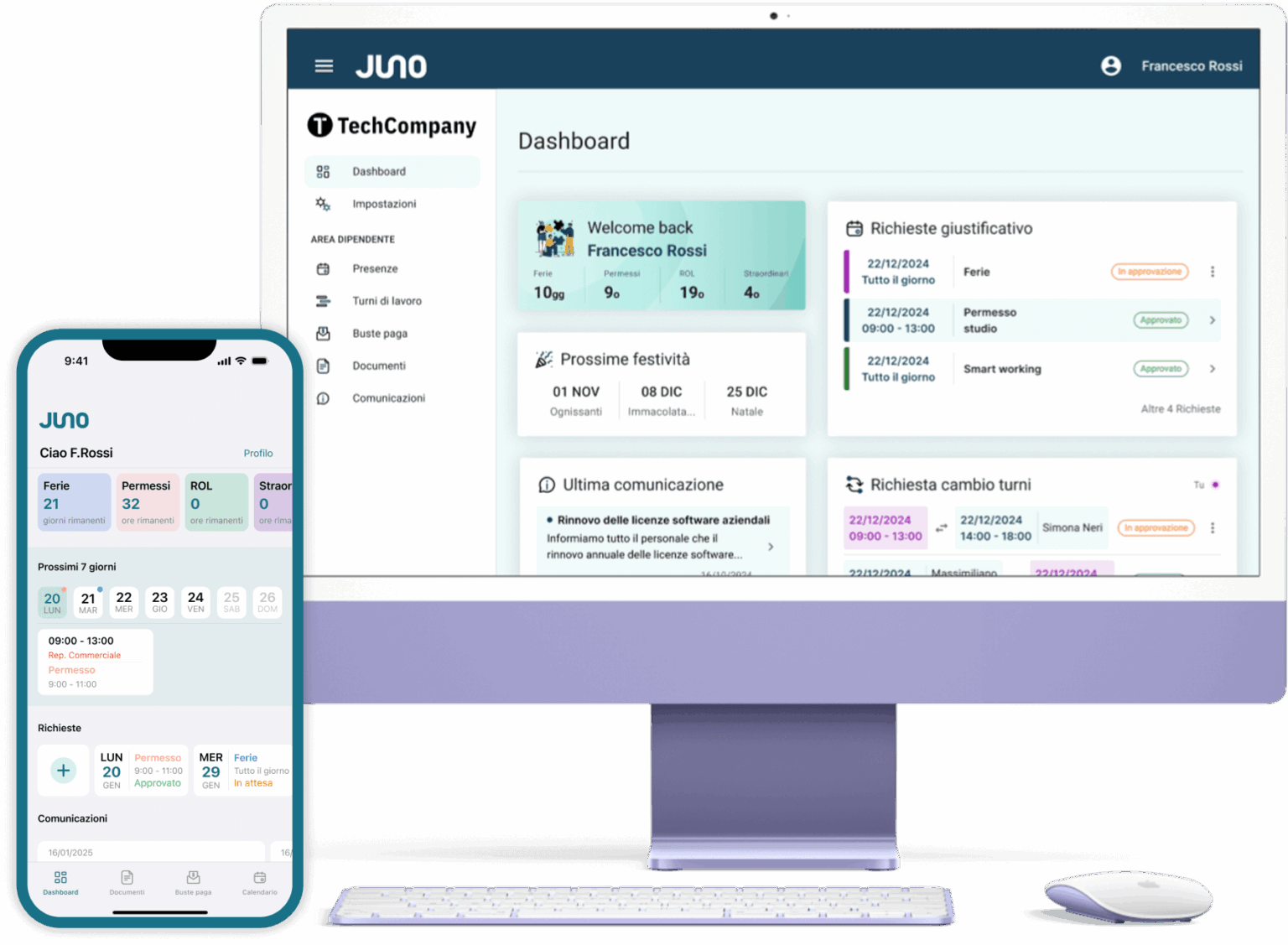 Juno HR | Software Gestione Presenze e Turni di Lavoro