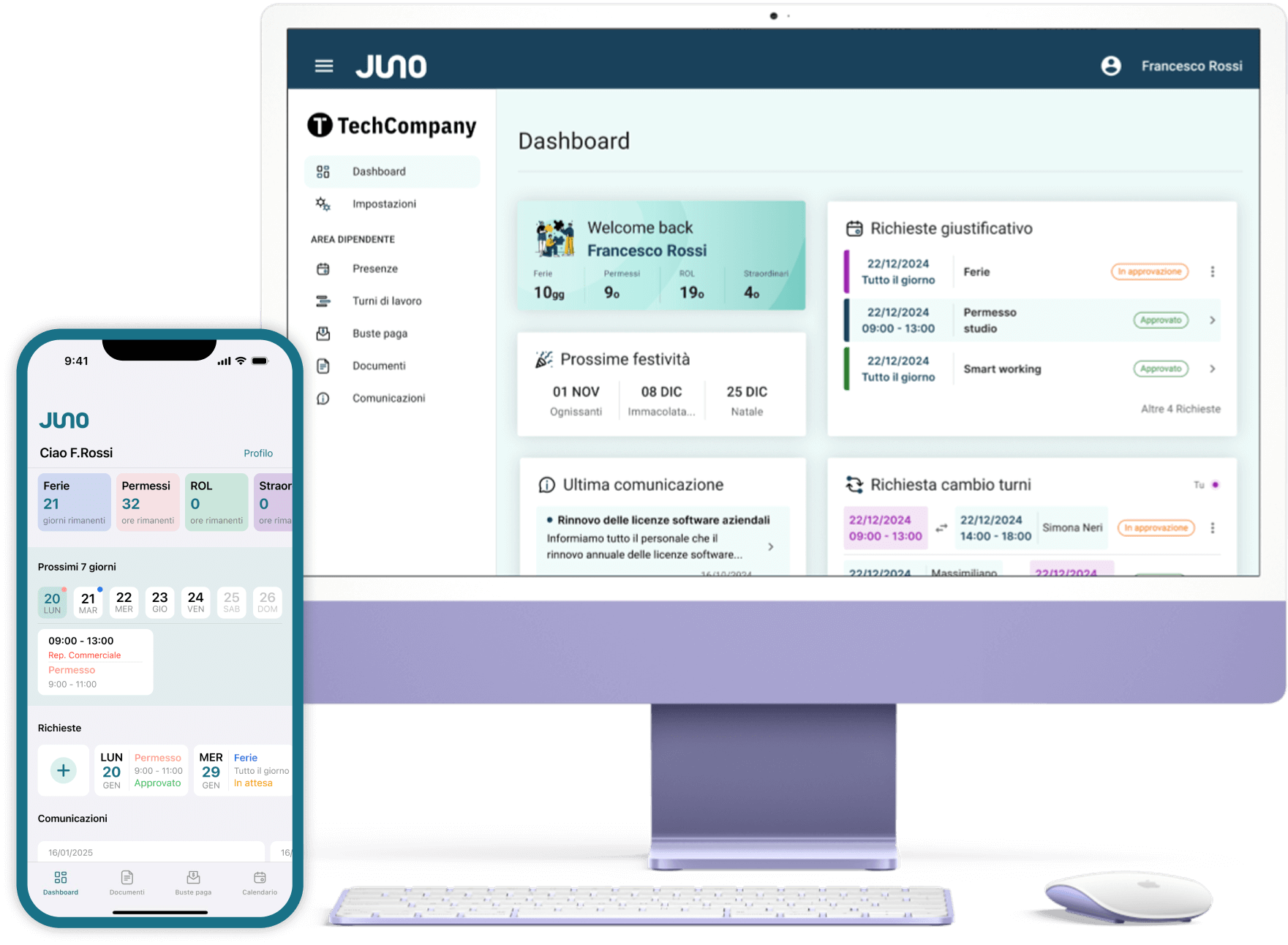 Juno HR | Software Gestione Presenze e Turni di Lavoro
